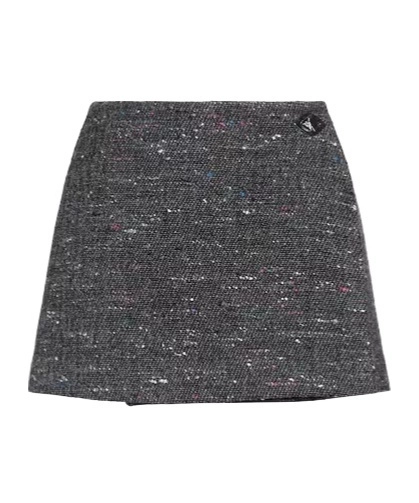 GANNI Textured Tweed Wrap Skirt - Black