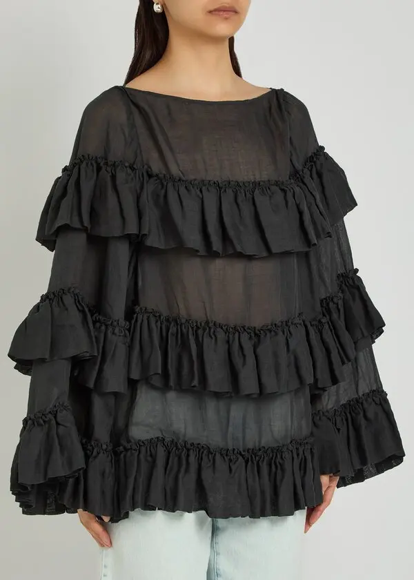 Dries Van Noten Charlice Ruffled Ramie Top