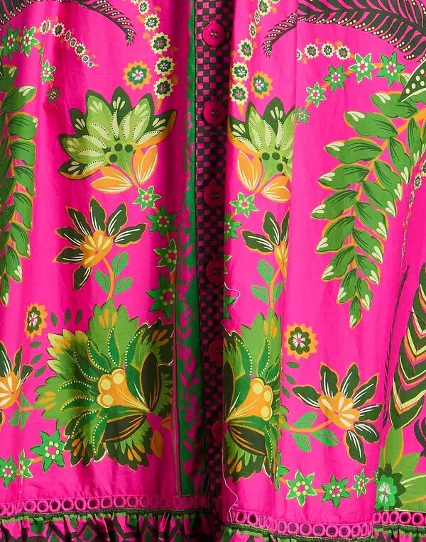 Farm Rio Floral V-neck Maxi Dress With Tie Details And Open Back