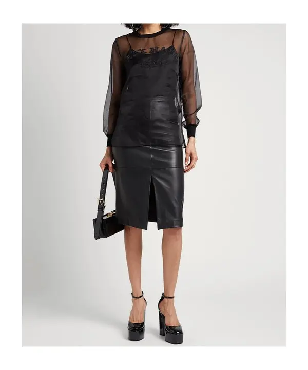Max Mara Logo Sheer Long Sleeve Top