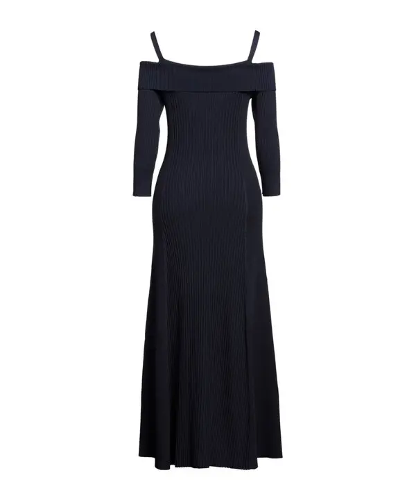 GANNI Ribbed Knit Cold Shoulder Maxi Dress