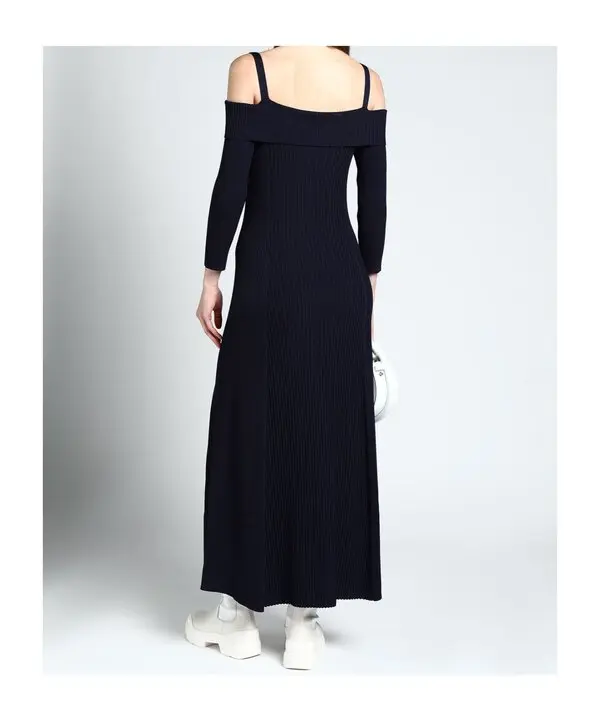 GANNI Ribbed Knit Cold Shoulder Maxi Dress