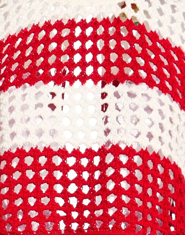 Farm Rio Sleeveless Crochet Knit Top With Fringe