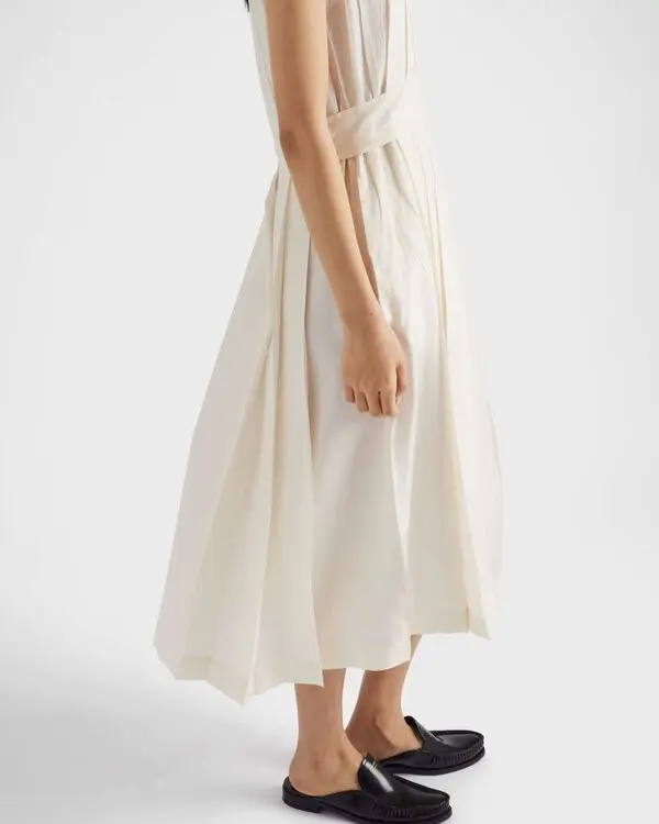 Prada Sleeveless Crewneck Silk Dress With Asymmetric Hem