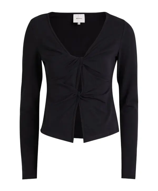 REFORMATION Silas Knotted Stretch-cotton Top - Black