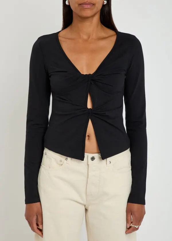 REFORMATION Silas Knotted Stretch-cotton Top
