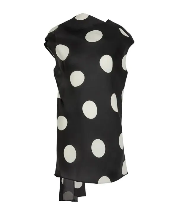 Khaite Polka-dot Draped Silk Mini Dress - Black