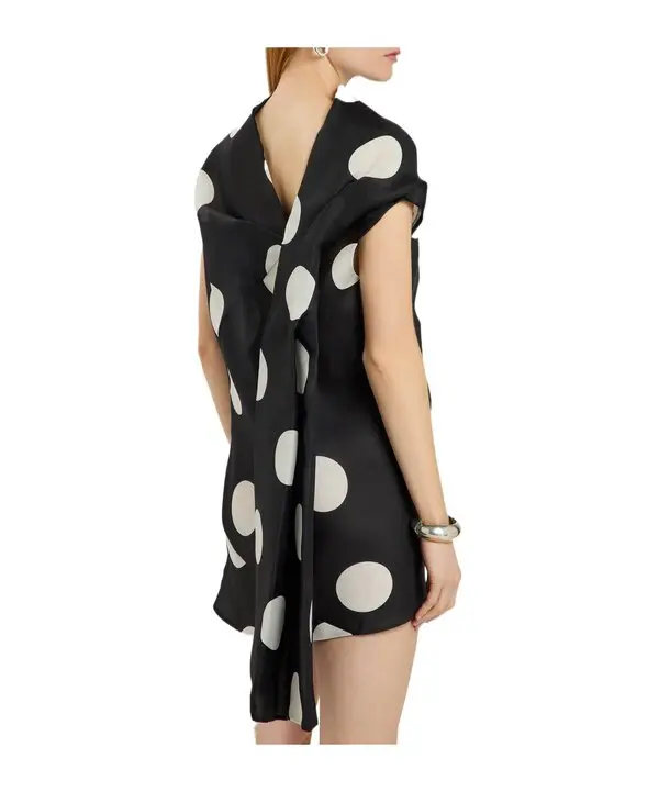 Khaite Polka-dot Draped Silk Mini Dress