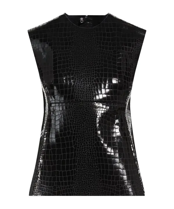 Tory Burch Crocodile Embossed Sleeveless Crewneck Top