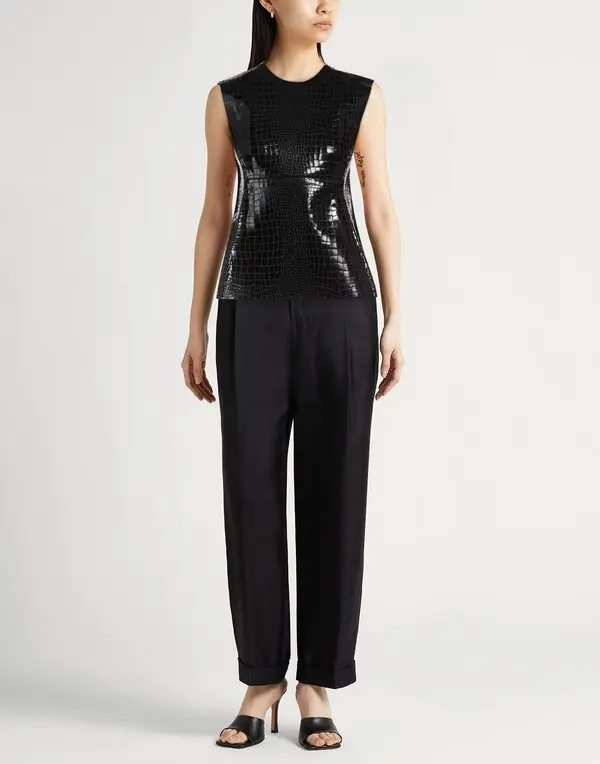 Tory Burch Crocodile Embossed Sleeveless Crewneck Top