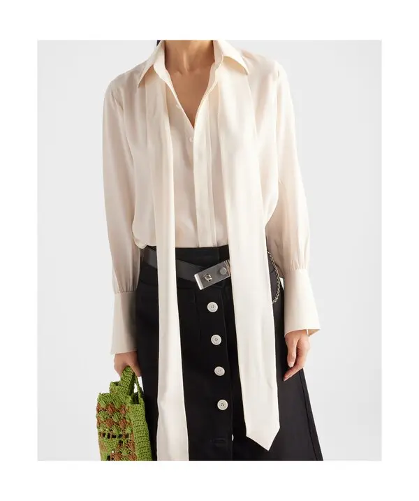 Prada Marocain Long Sleeve Shirt - Ivory
