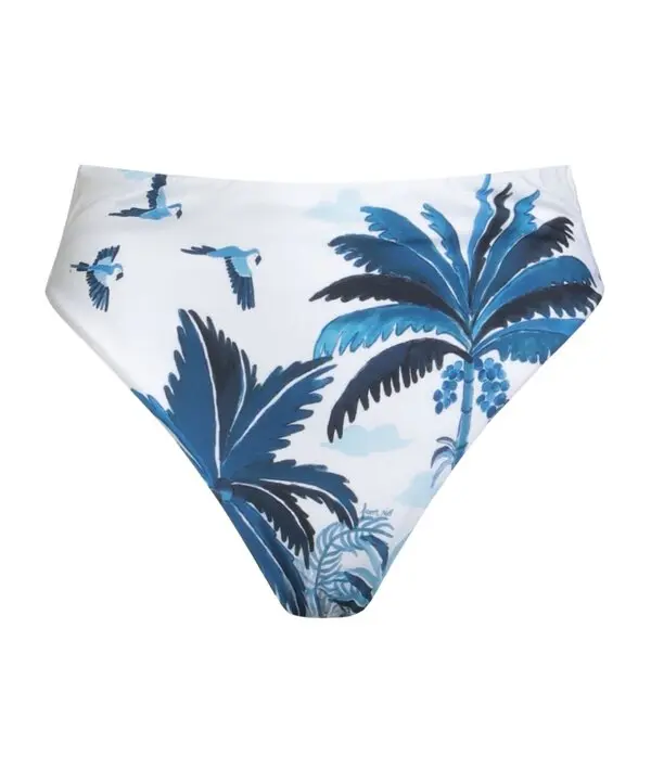 Farm Rio High-waisted Bikini Bottom With Tropical Print - Blue