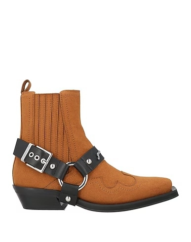 GANNI Suede Effect Cowboy Ankle Boots With Appliqué Detailing