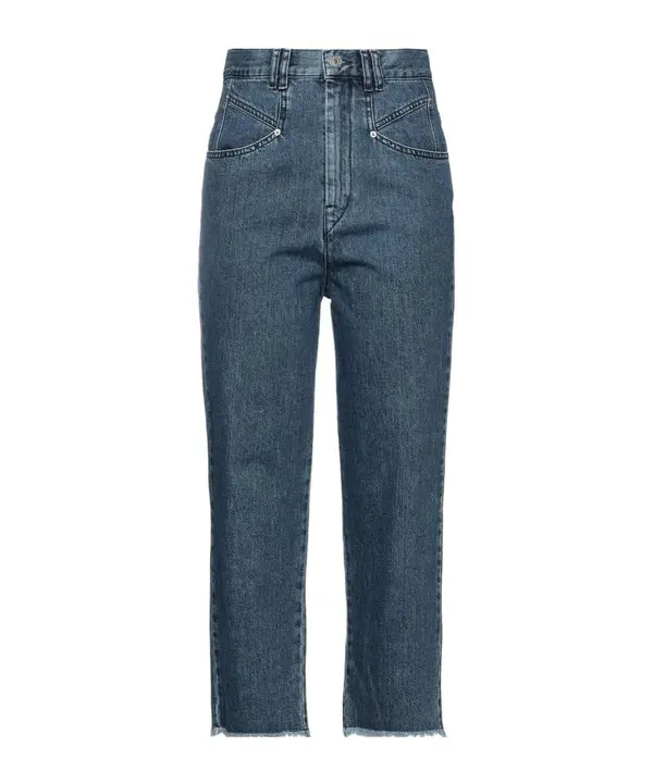 Isabel Marant Étoile Tapered Denim Trousers With Fringed Hem - Blue