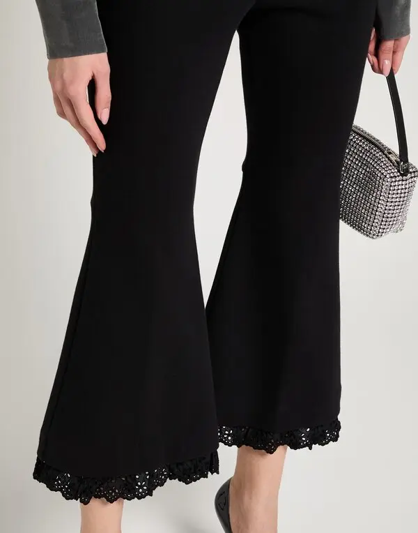 Sportmax Minimalist Flared Pants With Lace Trim