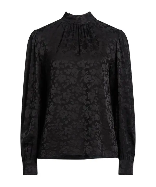 Saint Laurent Floral Jacquard Mock Neck Long Sleeve Top
