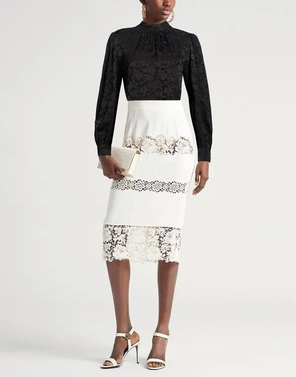 Saint Laurent Floral Jacquard Mock Neck Long Sleeve Top
