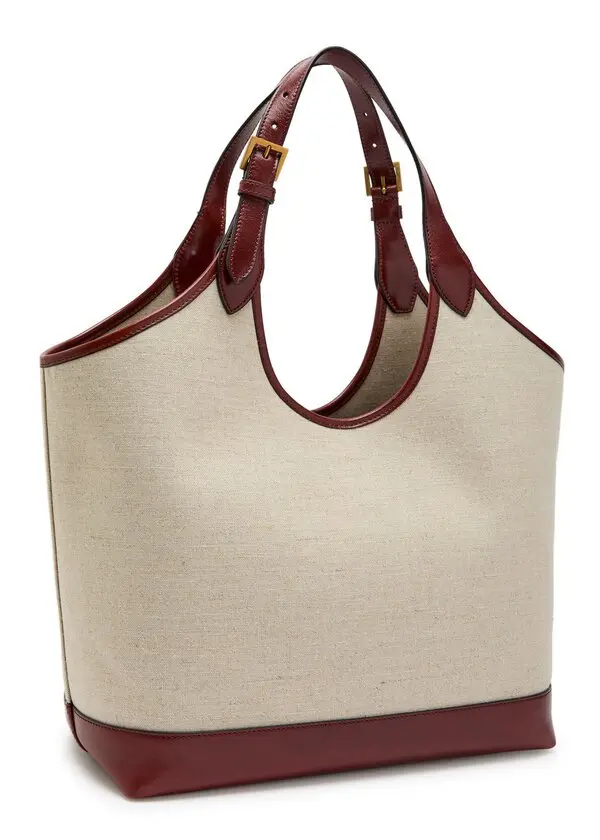 Versace Large Leather And Canvas Tote Bag