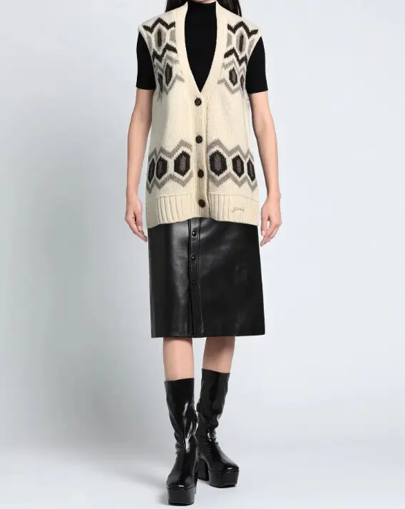 GANNI Embroidered Logo Heavy-weight Knit Sleeveless Cardigan