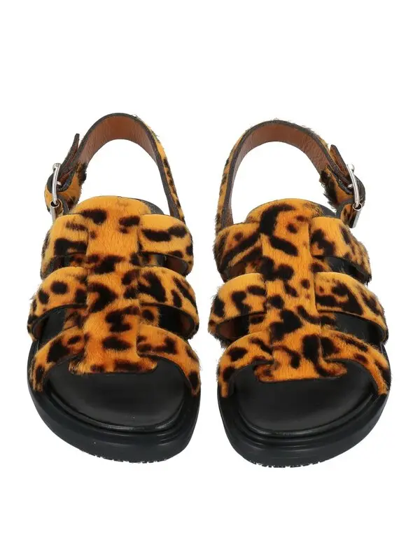 Marni Leopard Print Calf Hair Casual Sandals
