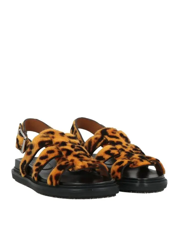 Marni Leopard Print Calf Hair Casual Sandals
