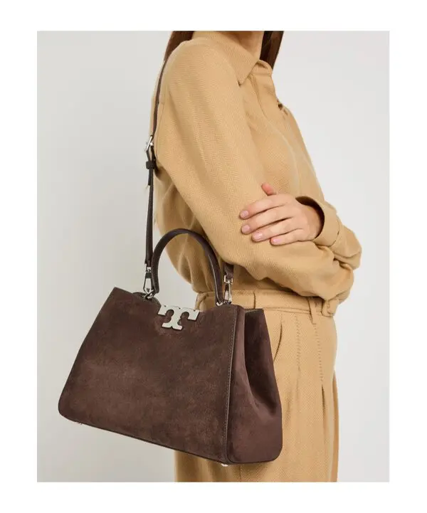 Tory Burch Eleanor T-logo Suede Top Handle Bag
