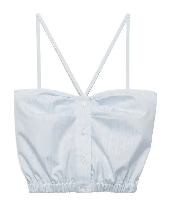 Prada Cotton Sleeveless Cropped Top With Button Closure