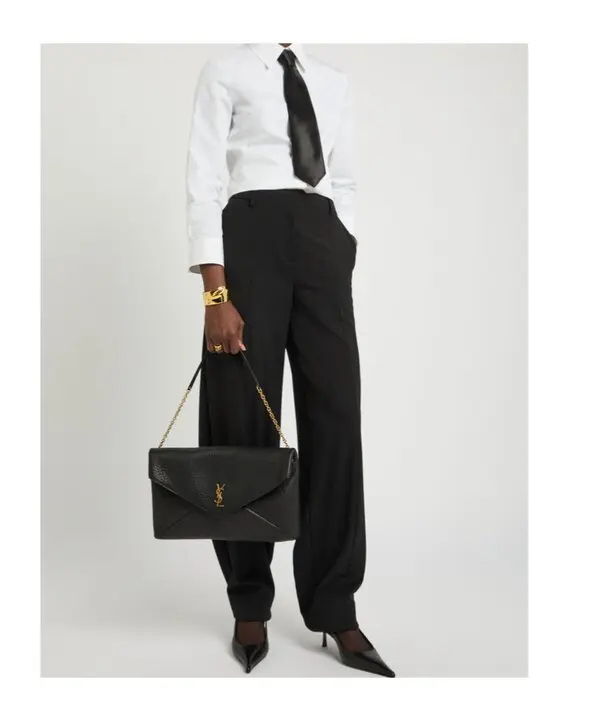 Saint Laurent Envelope Grained Leather Pouch