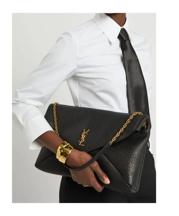 Saint Laurent Envelope Grained Leather Pouch