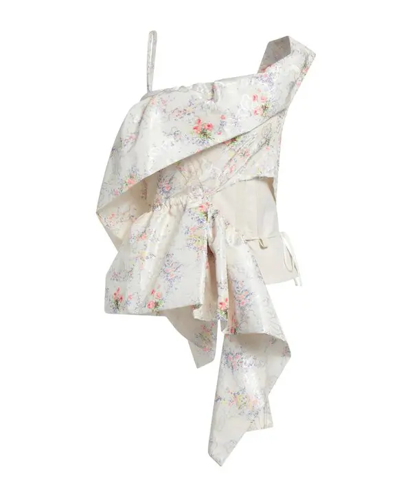 Sportmax Floral-print Ruched Sleeveless Satin Top