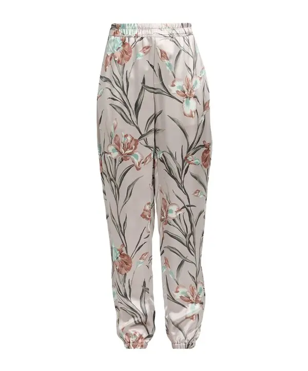 Saint Laurent Tapered Floral-print Satin Trousers