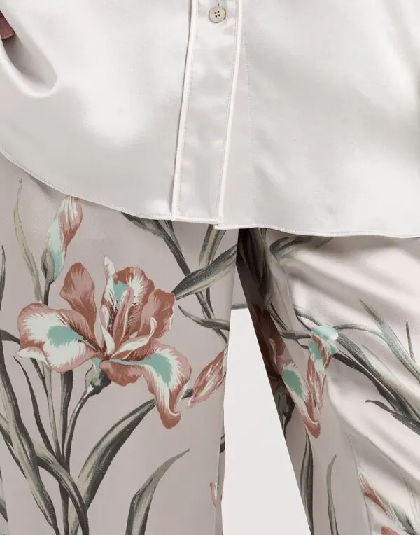 Saint Laurent Tapered Floral-print Satin Trousers