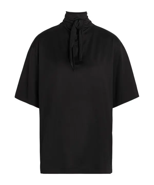 LEMAIRE Foulard-neck Cotton T-shirt - Black