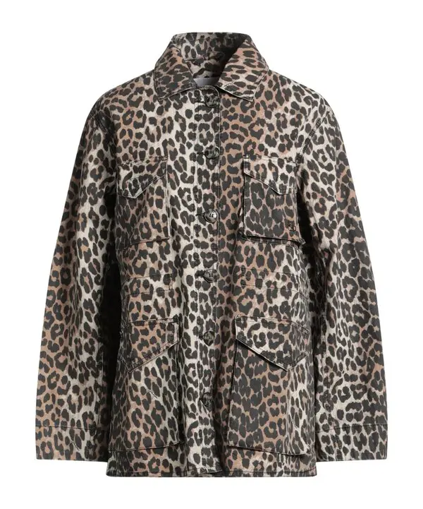 GANNI Leopard Print Short Coat