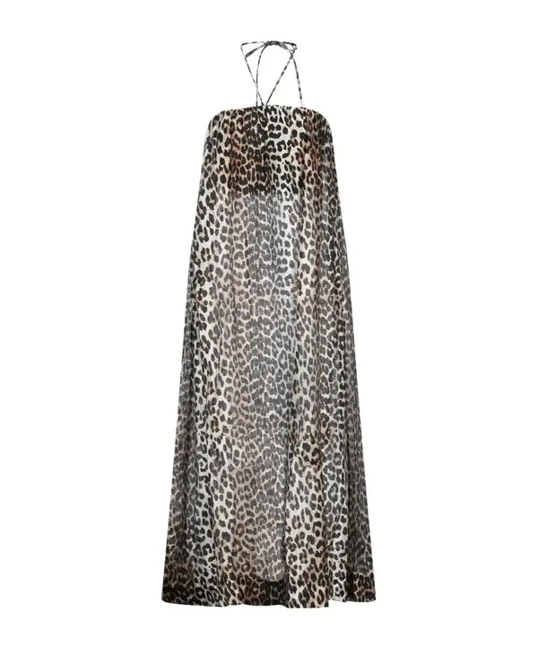 GANNI Leopard Print Sleeveless Maxi Dress