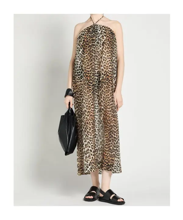 GANNI Leopard Print Sleeveless Maxi Dress