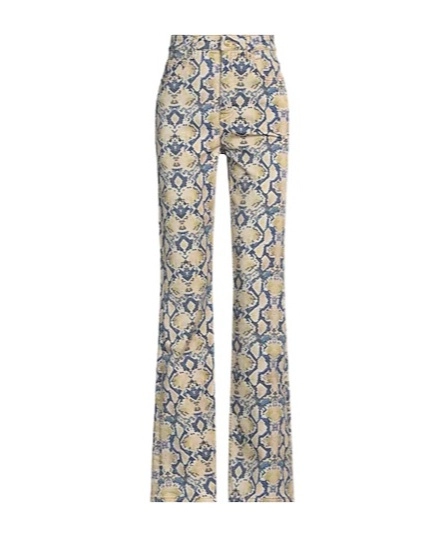 GANNI Snakeskin-print Flared Denim Trousers