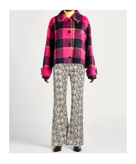 GANNI Snakeskin-print Flared Denim Trousers