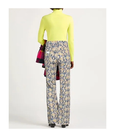 GANNI Snakeskin-print Flared Denim Trousers