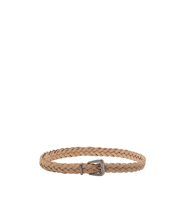 Brunello Cucinelli Braided Suede Belt - Nude