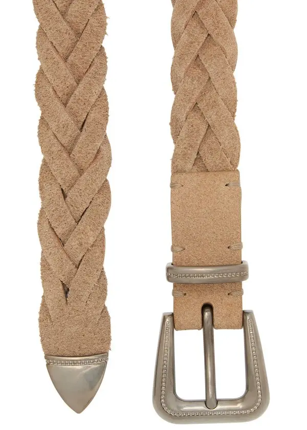 Brunello Cucinelli Braided Suede Belt - Nude