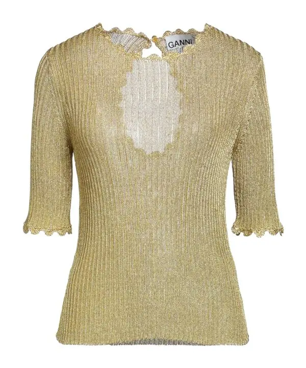 GANNI Solid Color Knit Short-sleeve Top