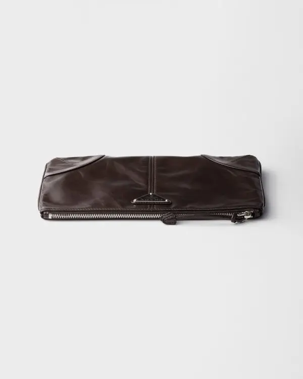Prada Zipper Clutch - Dark Brown