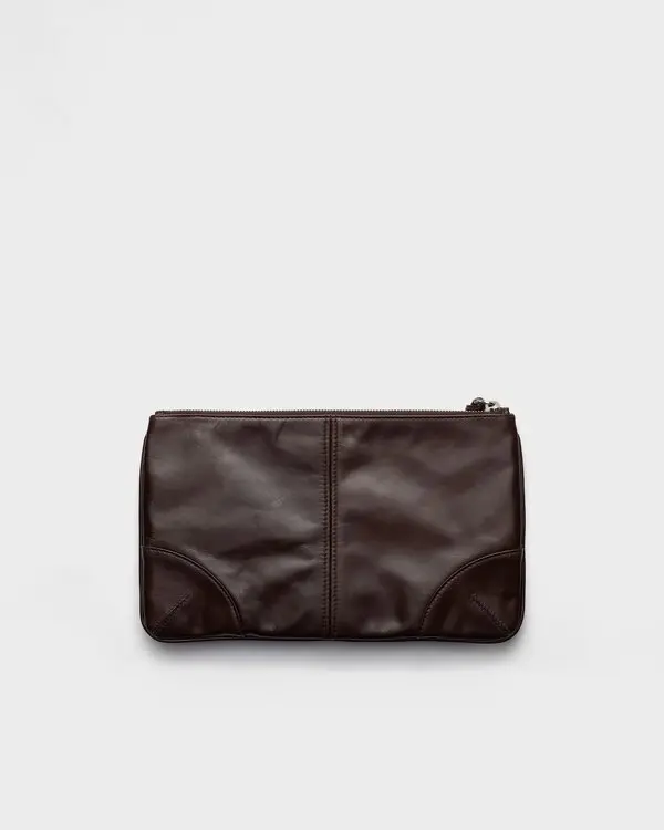 Prada Zipper Clutch - Dark Brown