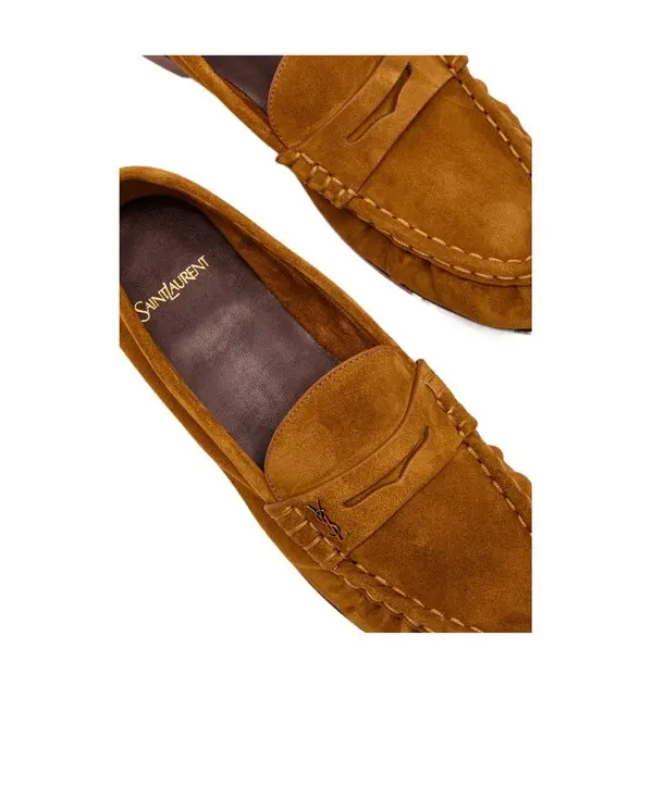 Saint Laurent Le Loafer Suede Slip-on Loafers