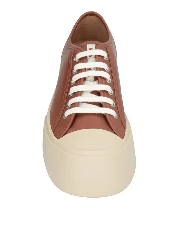 Marni Low-top Leather Sneakers With Rubber Sole - Nude