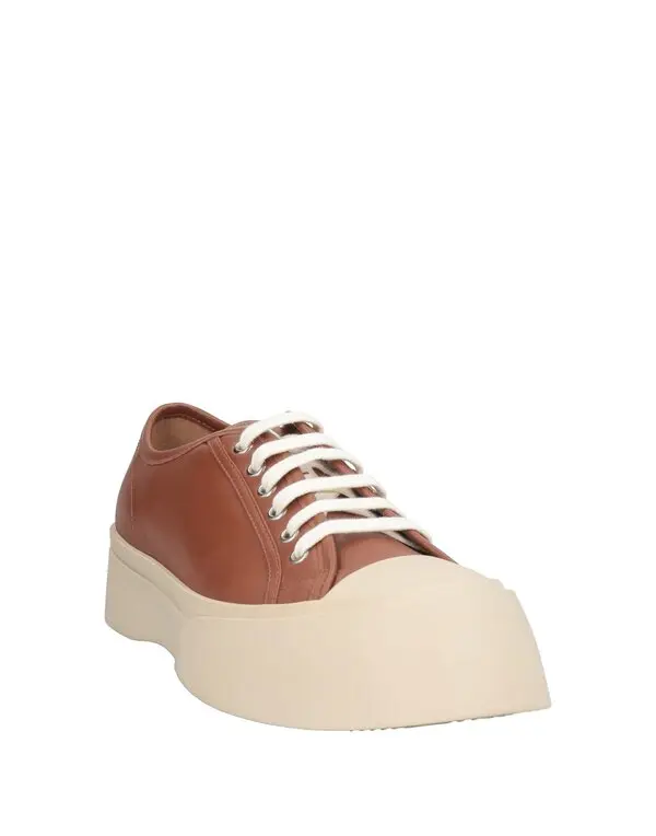 Marni Low-top Leather Sneakers With Rubber Sole - Nude