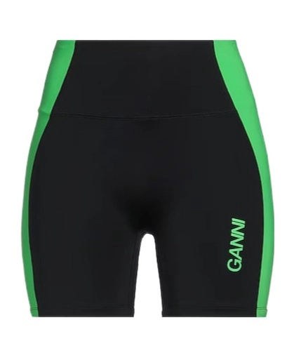 GANNI Two-tone Logo High-waisted Athletic Shorts - Black