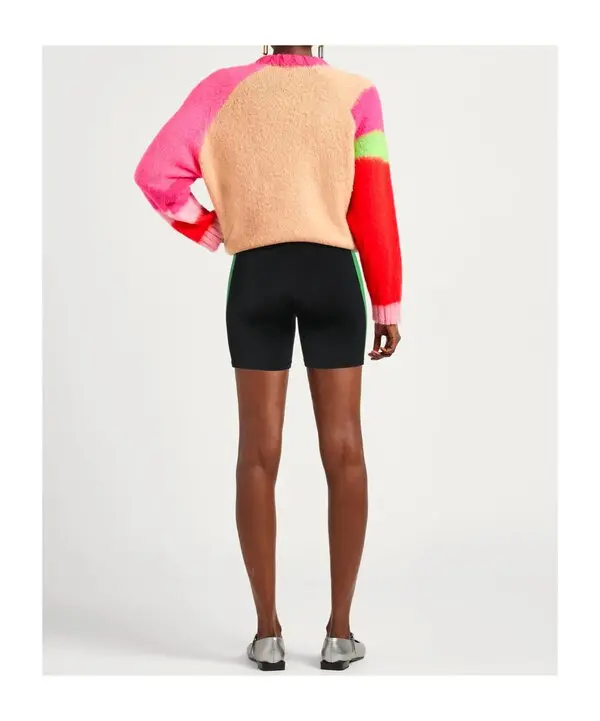 GANNI Two-tone Logo High-waisted Athletic Shorts
