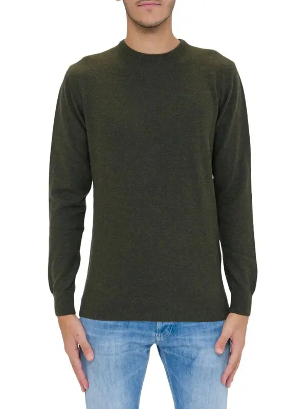 Barbour Logo Embroidered Crewneck Knitted Jumper - Green
